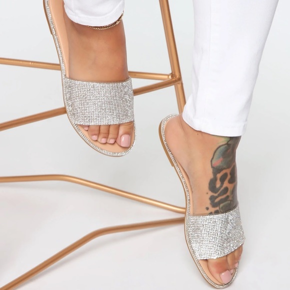 Fashion Nova | Shoes | Nwt Fashion Nova Rhinestone Slides | Poshmark